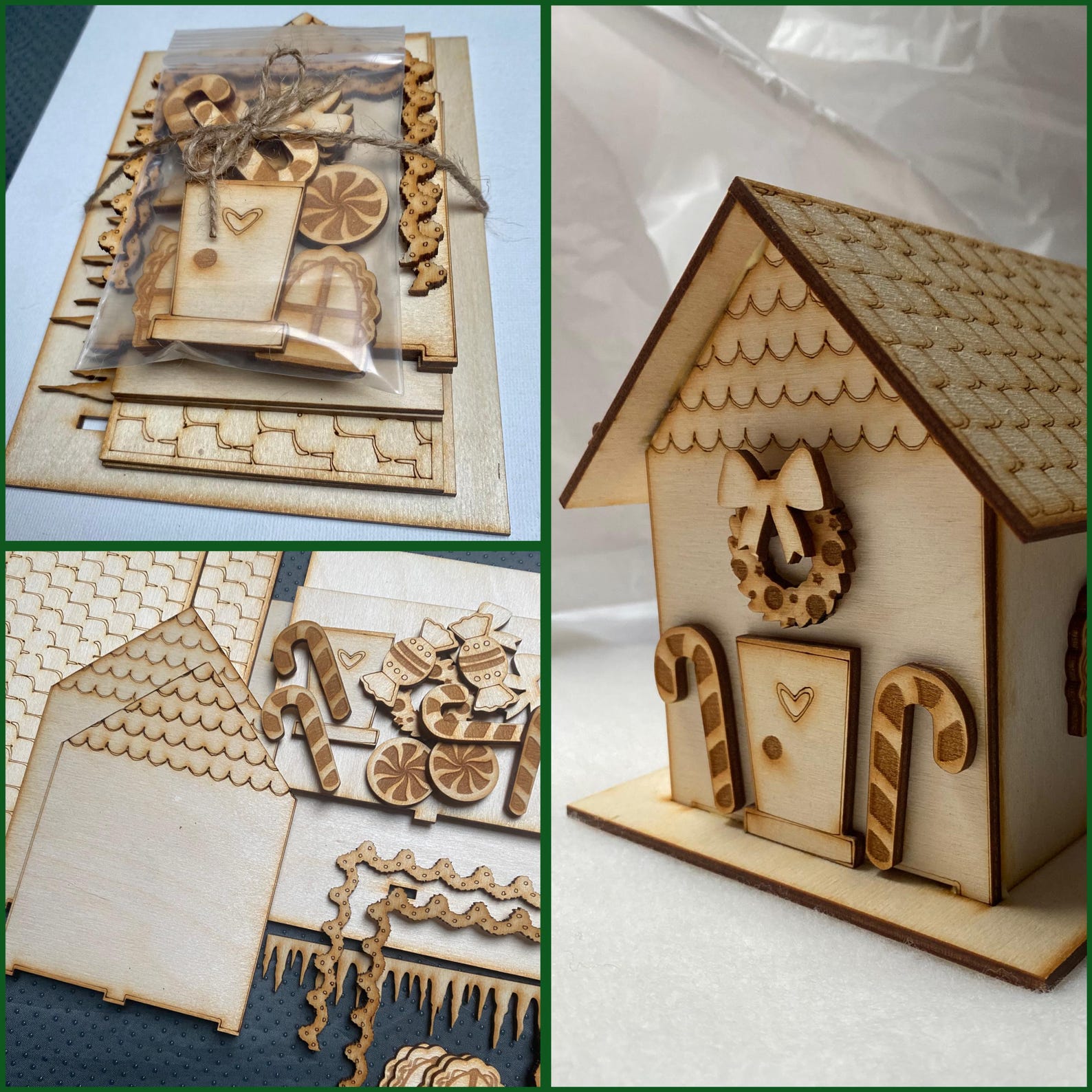 Wood Gingerbread House Craft Kit- Unfinished Wood Craft- Christmas ...