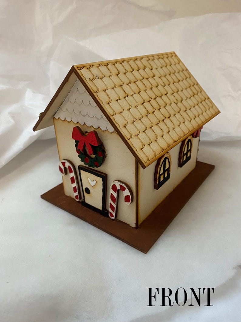 Wood Gingerbread House Craft Kit- Unfinished Wood Craft- Christmas ...