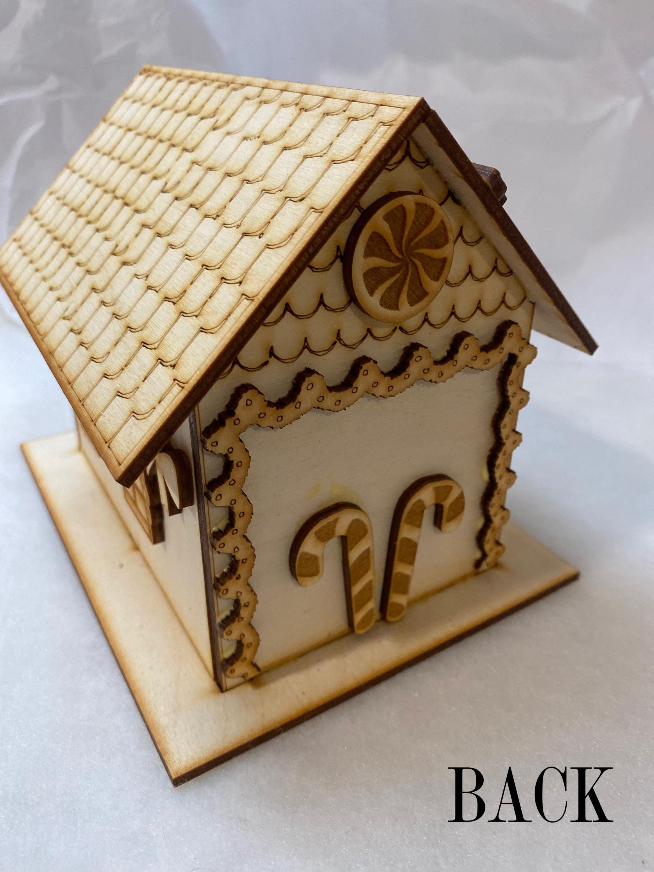 Wood Gingerbread House Craft Kit- Unfinished Wood Craft- Christmas ...