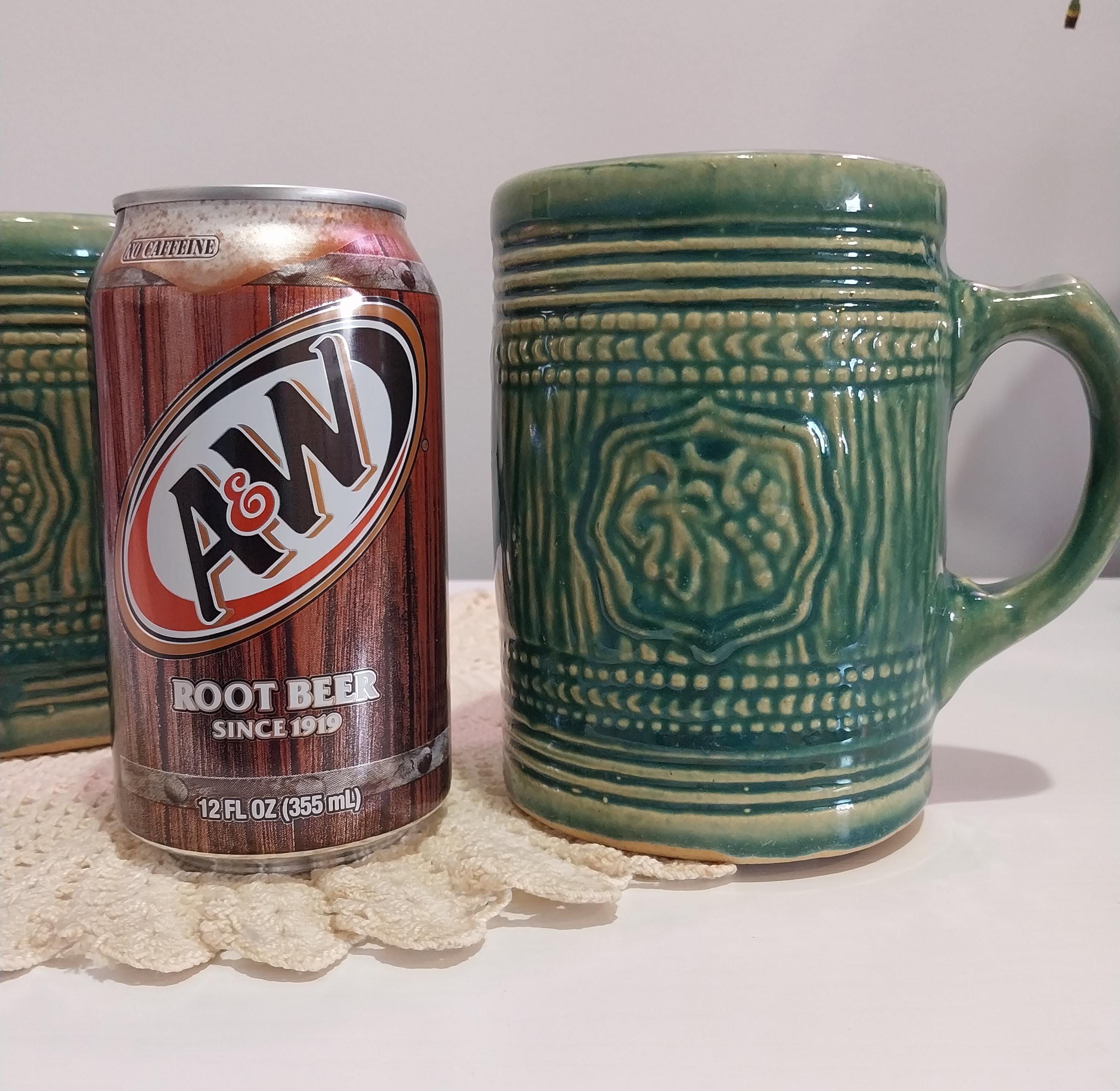 1920's Antique Mccoy Pottery Stoneware Mug Stein Green Glaze Grape ...