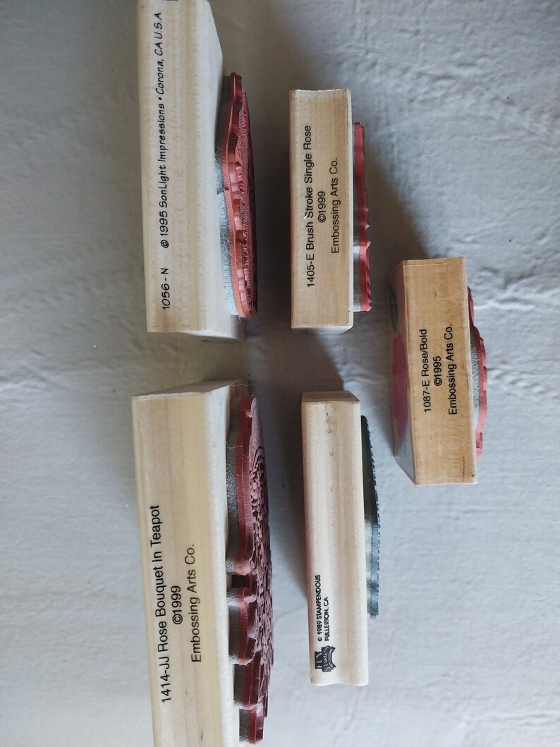 Rose Themed Rubber Stamp Wood Blocks - Etsy