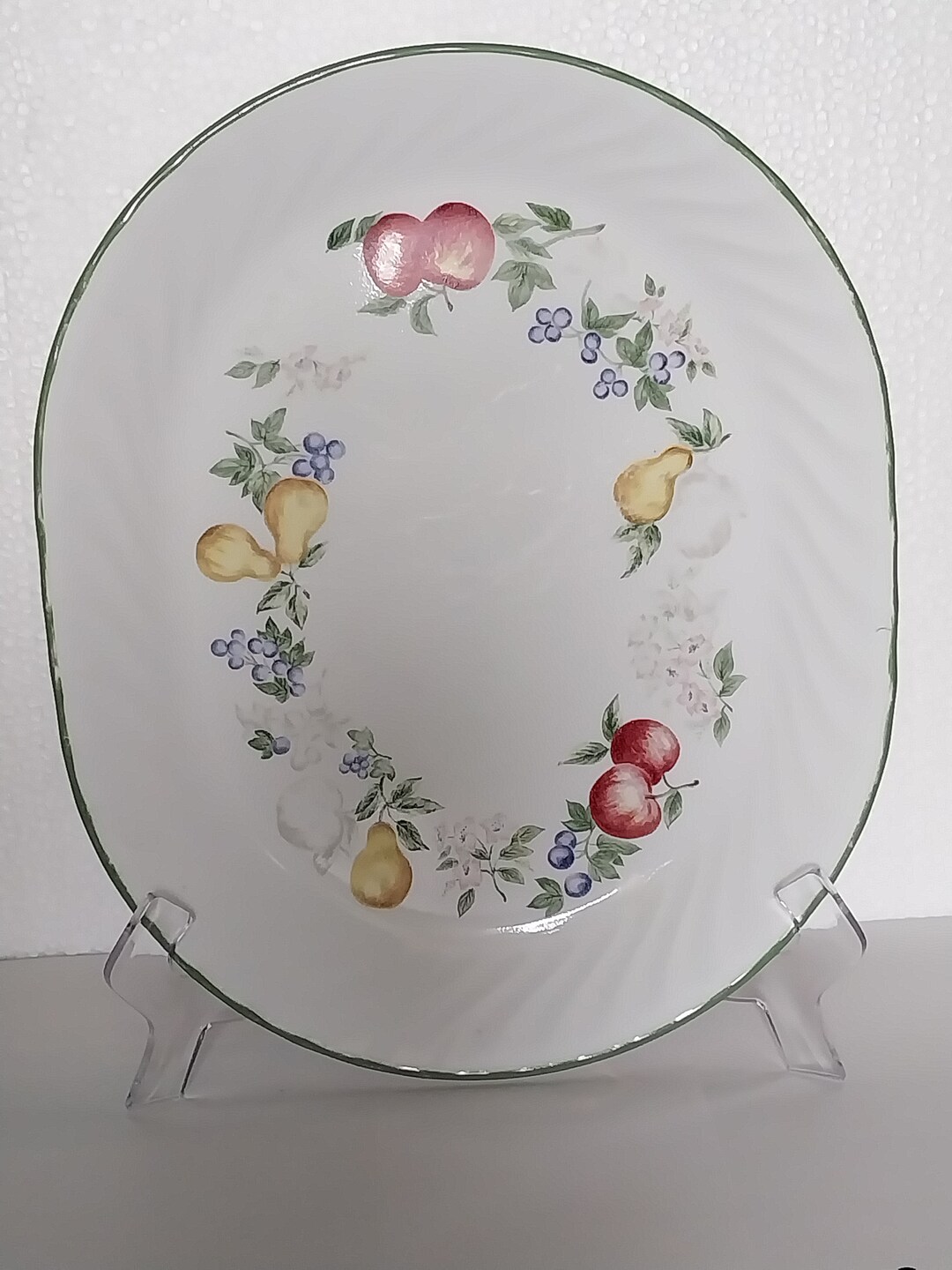 Corelle 12" Oval Serving Platter Chutney Pattern Scalloped Edge Platter ...