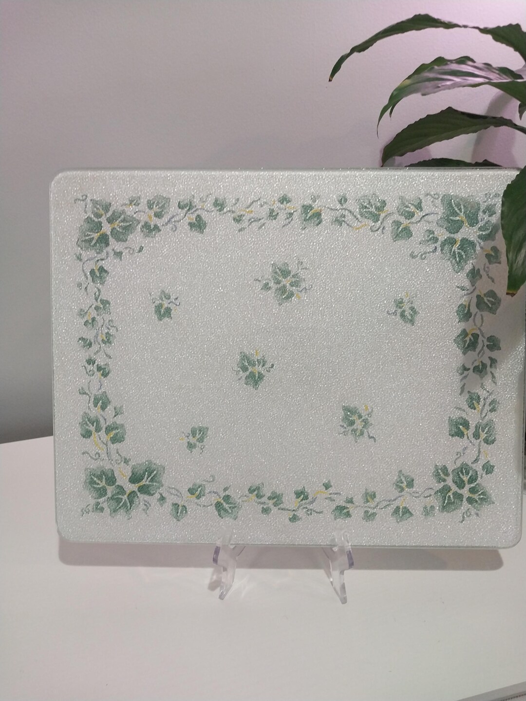 Vintage Corning Callaway Ivy Counter Saver: Glass Trivet Pastry Board ...