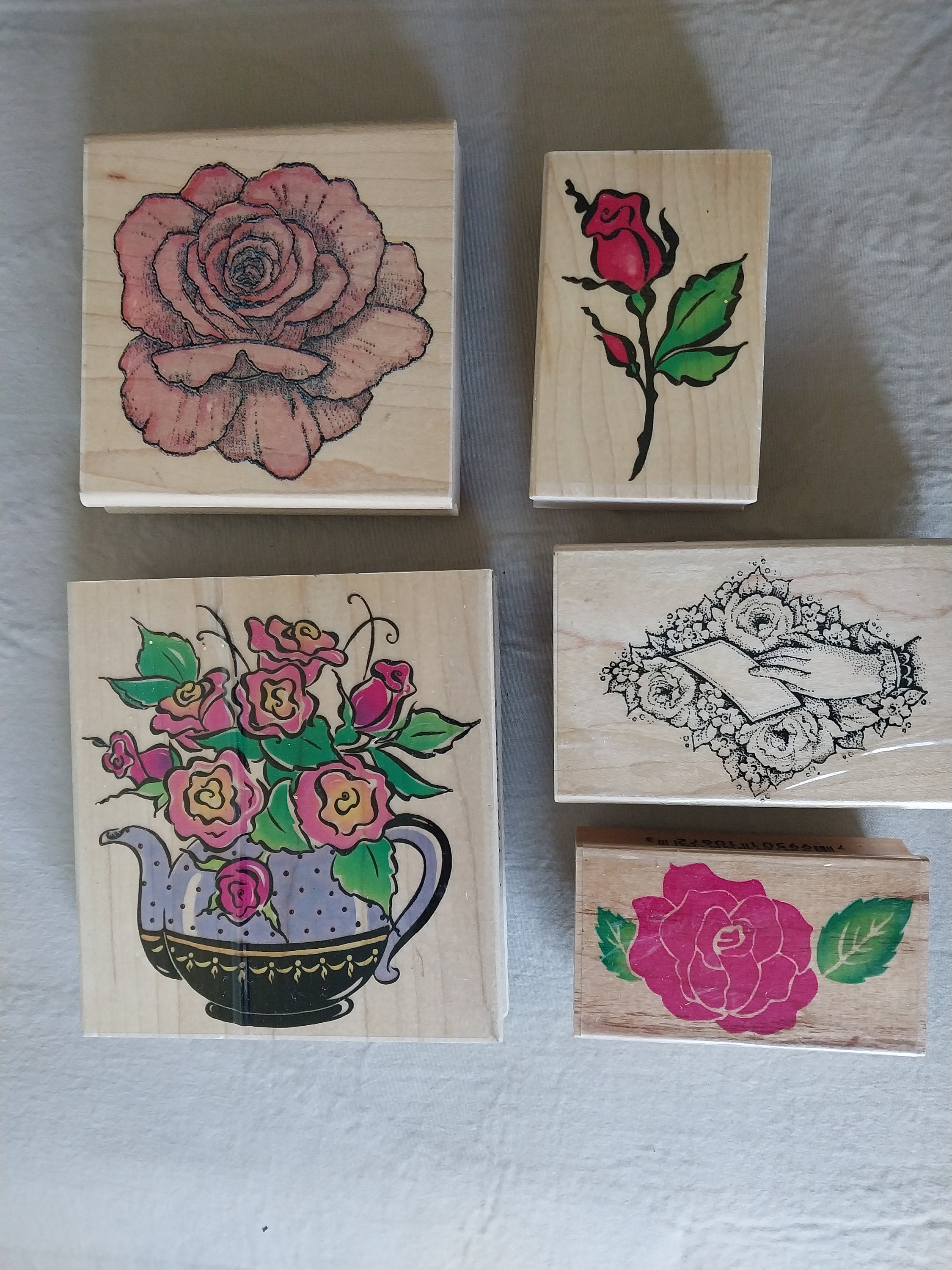 Rose Themed Rubber Stamp Wood Blocks - Etsy