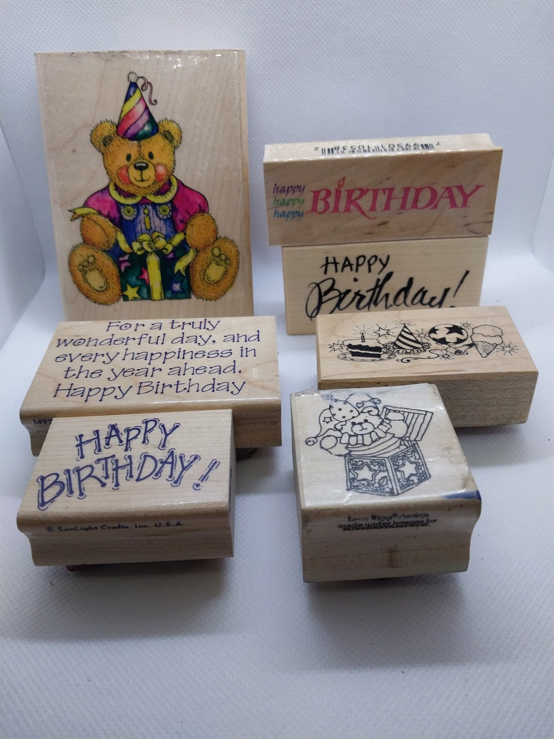 Birthday Rubber Stamp Blocks Birthday Bears Stamp Blocks Birthday ...