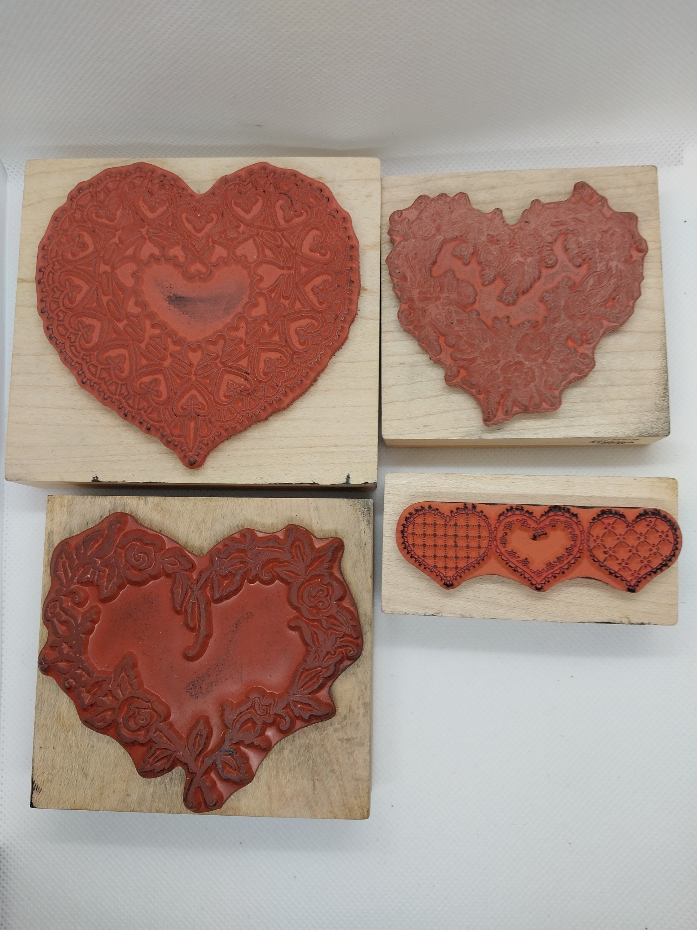 Heart and Flower Rubber Stamp Blocks Craft Cards Stamps for ...