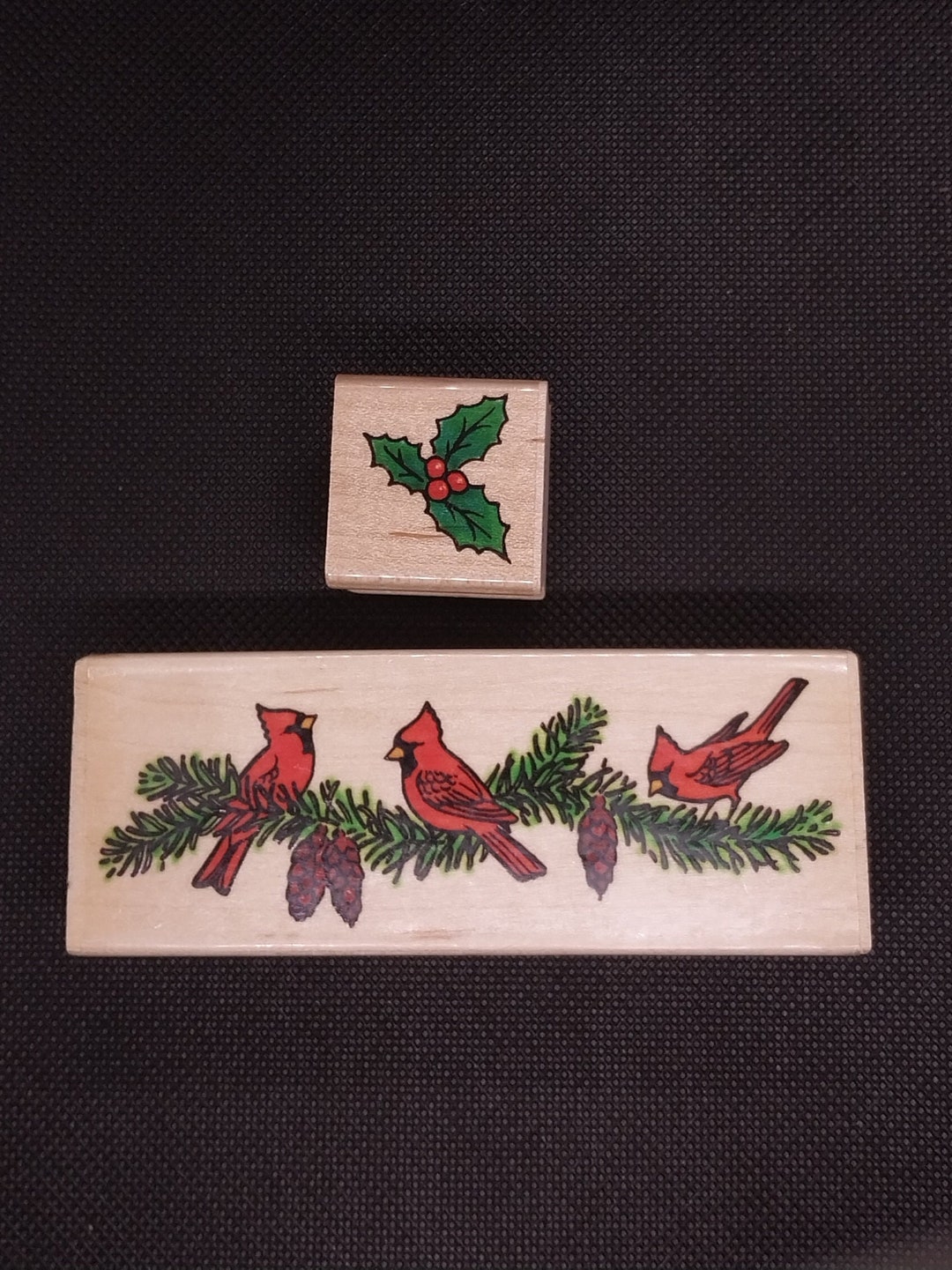 Holly and Cardinal Rubber Stamps Christmas Rubber Stamps - Etsy