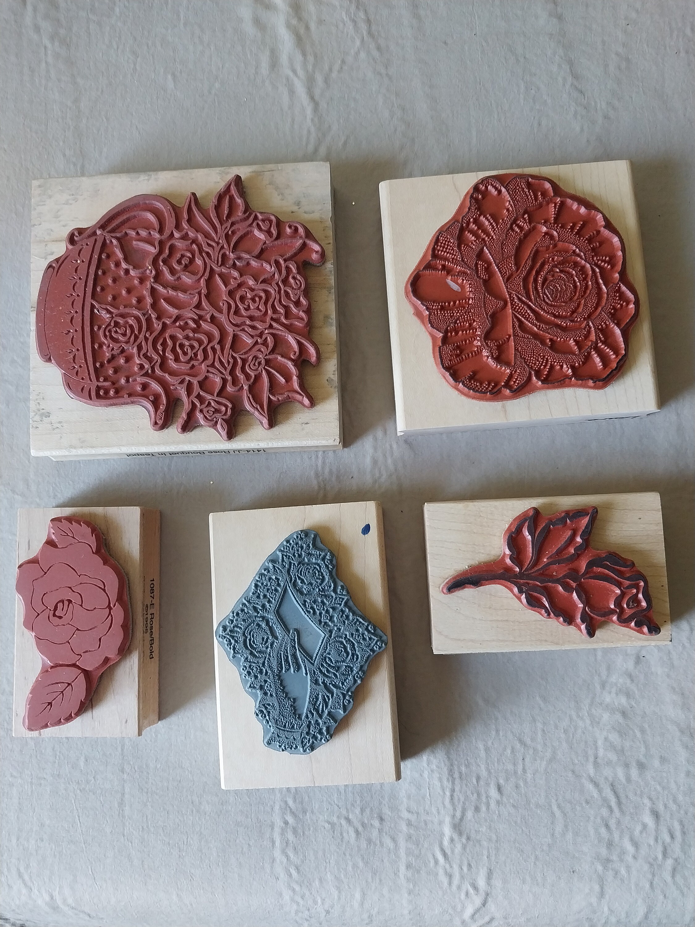 Rose Themed Rubber Stamp Wood Blocks - Etsy