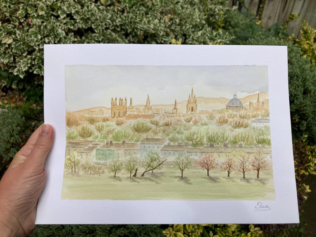 Original Watercolour Painting "an Oxford View" Exclusive Signed Hand ...