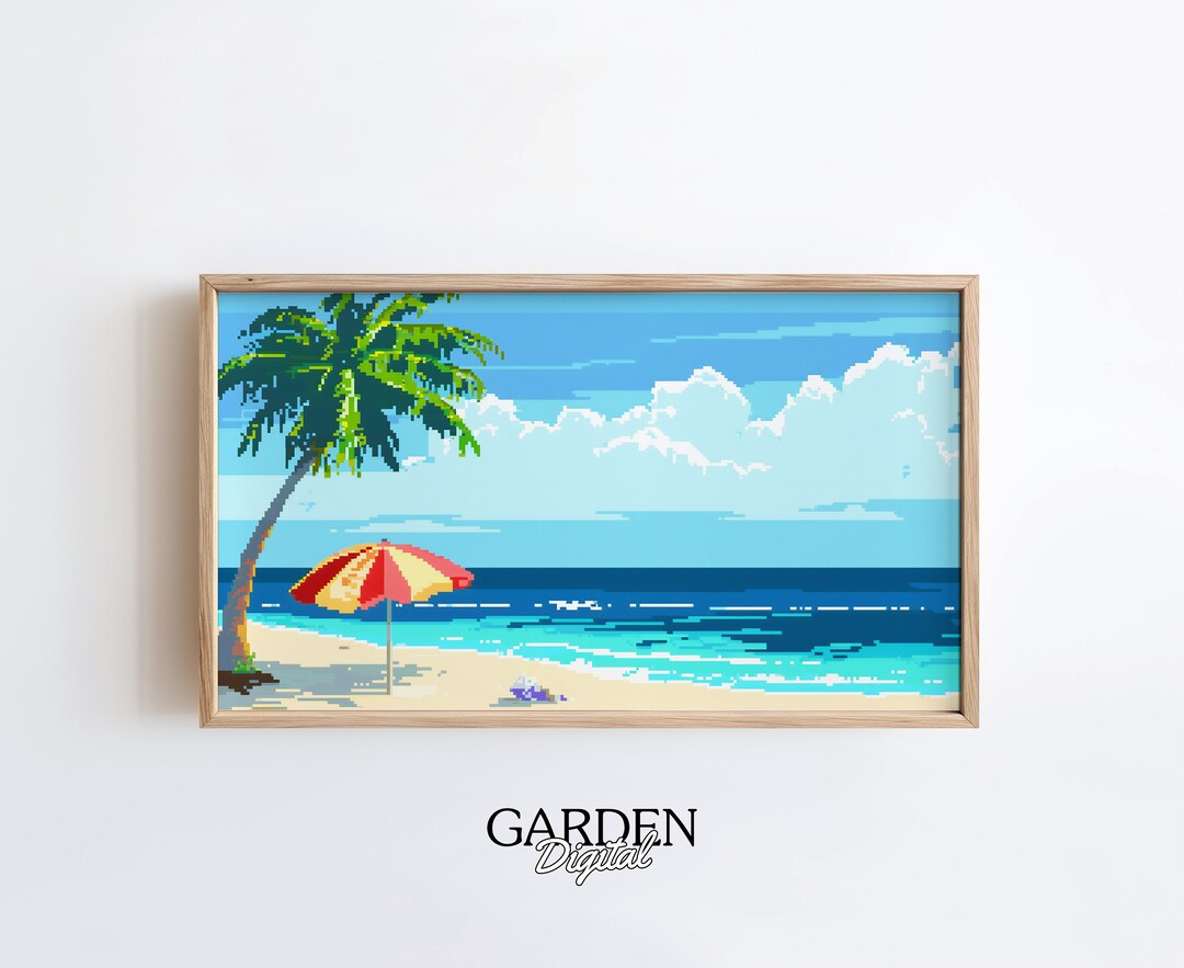 Pixel Art 8-bit Beach Art | Samsung Frame TV Beach | Summer Art ...