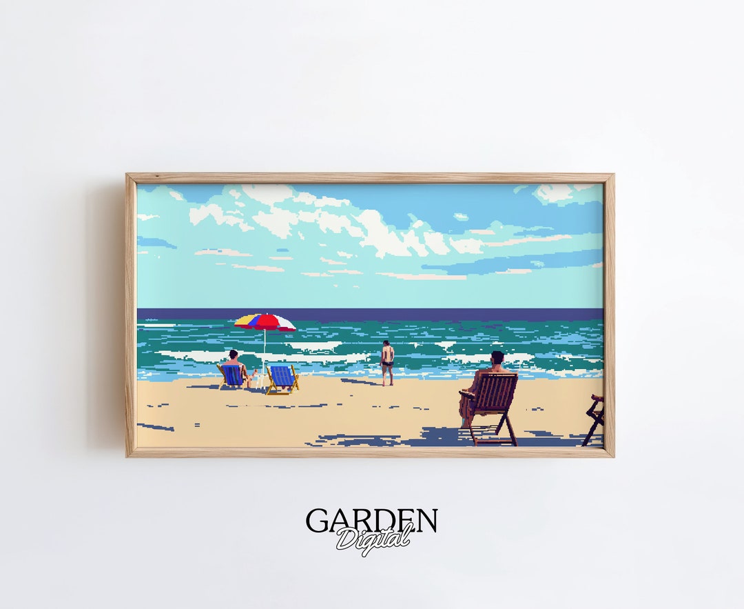 Pixel Art 8-bit Beach Art Samsung Frame TV Beach Summer Art Digital Art ...