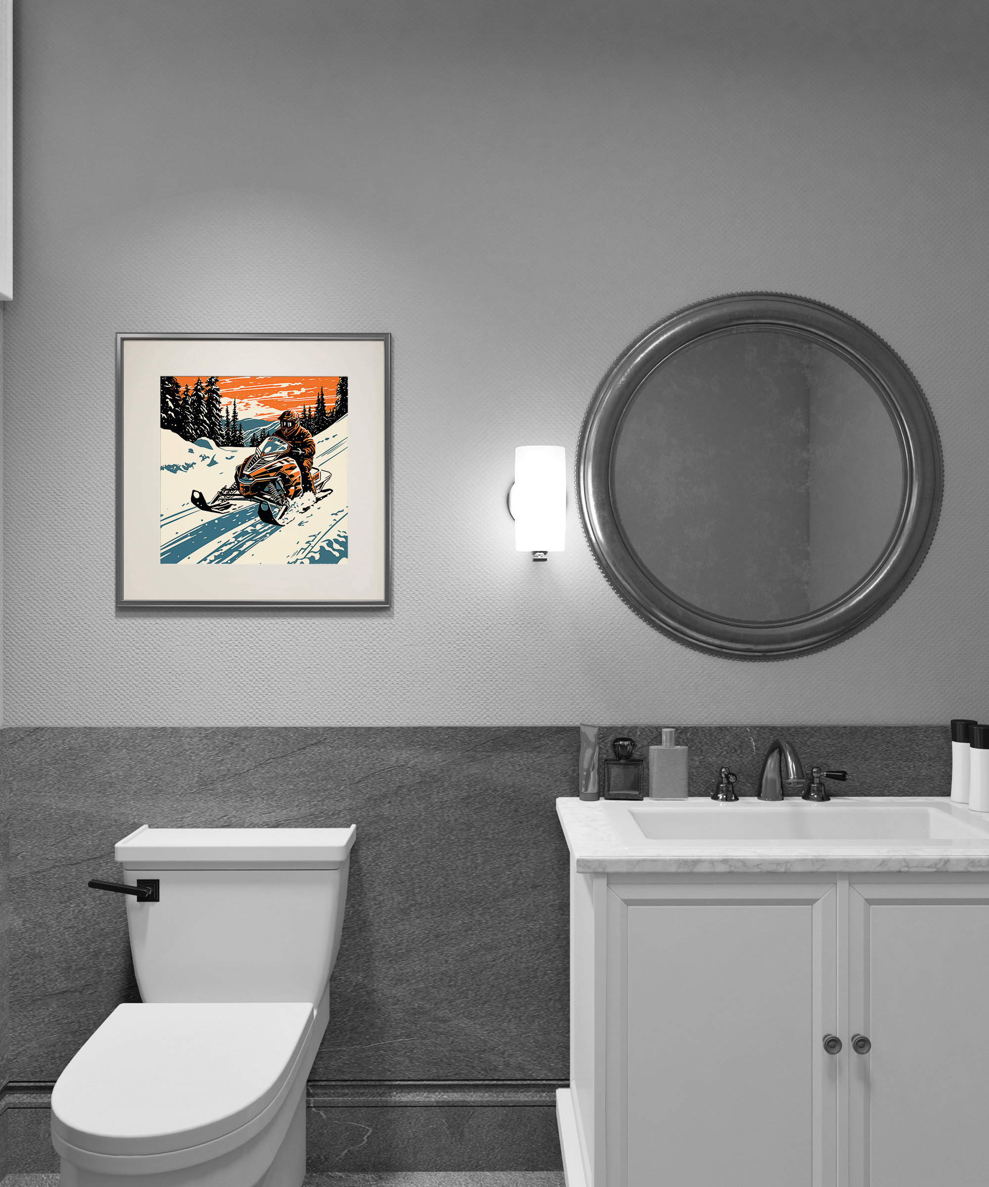 Retro Snowmobile Wall Art Sled Cabin Decor Ski Wall Art, Snowmobile ...