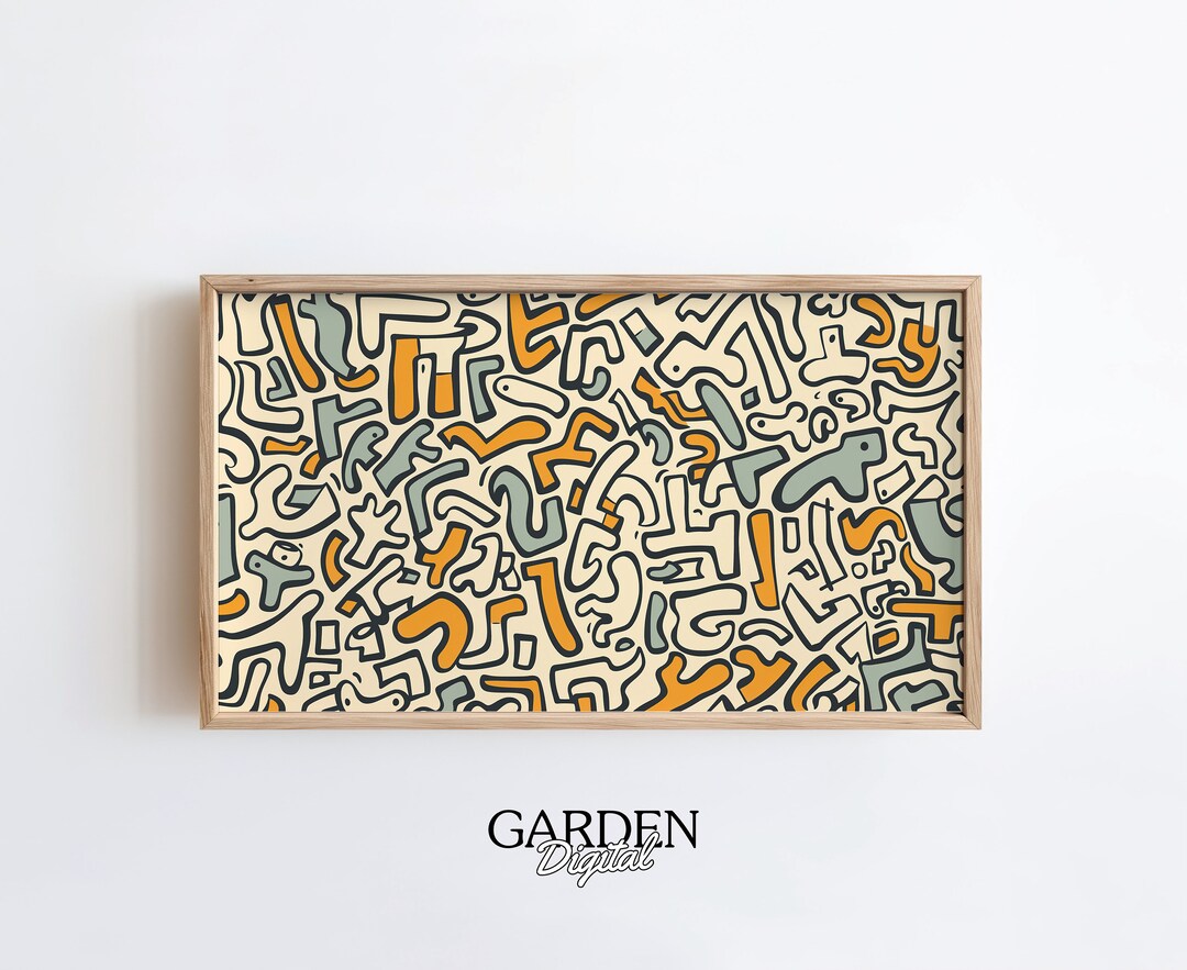 Keith Haring Frame TV Art | Abstract Pastel | Beige Art | Digital Art ...