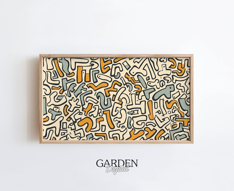 Keith Haring Frame TV Art | Abstract Pastel | Beige Art | Digital Art ...