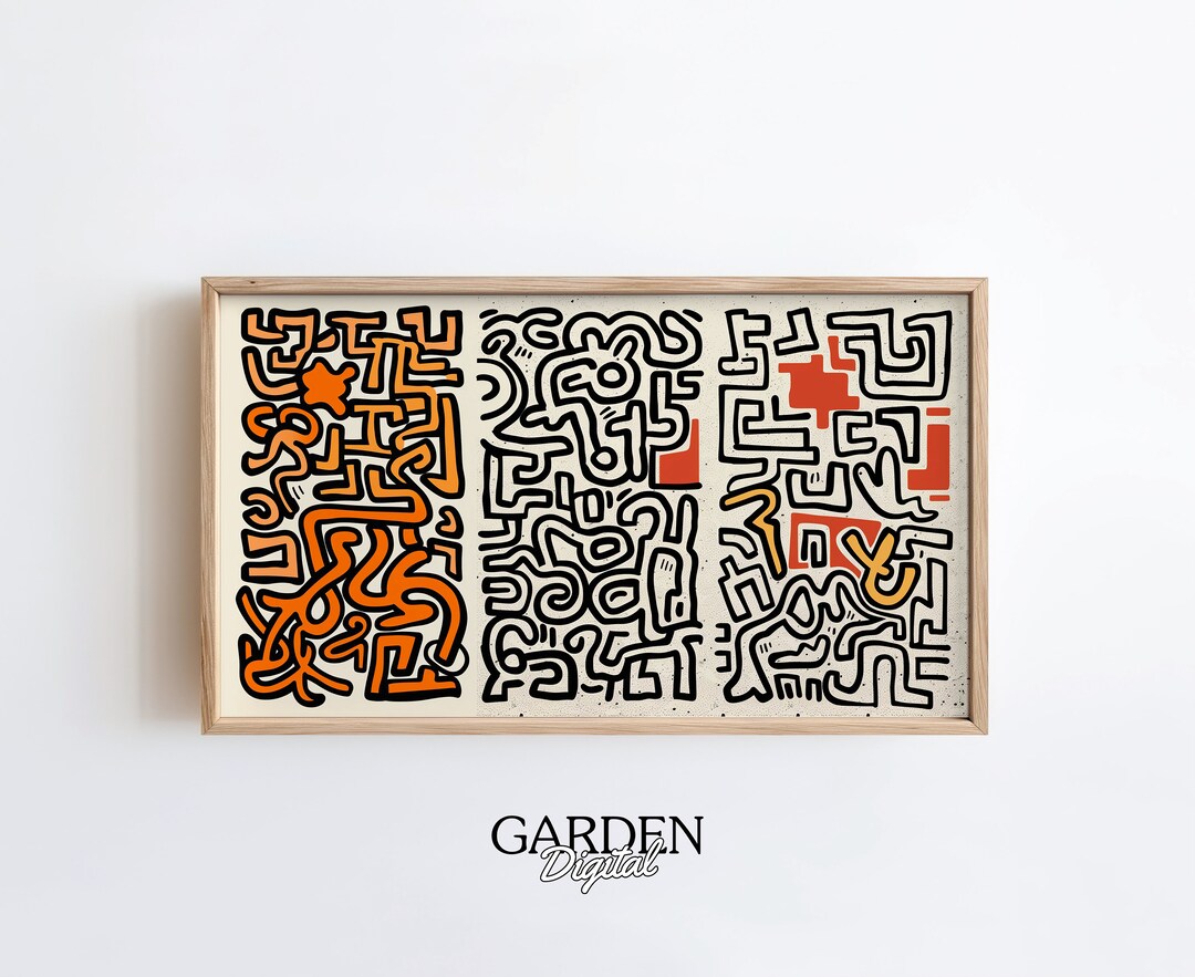 Keith Haring Frame TV Art | Abstract Neutral Color Art | TV Painting ...