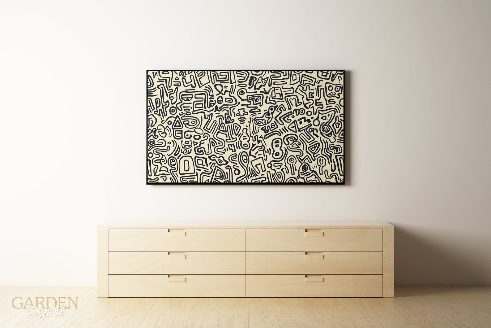 Keith Haring Frame TV Art | Abstract Beige | Brown Art | Digital Art ...