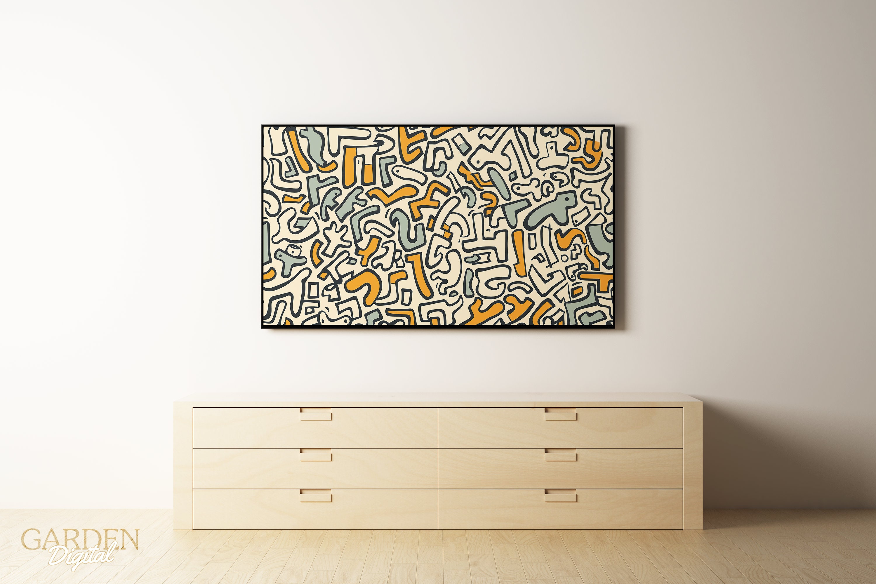 Keith Haring Frame TV Art | Abstract Pastel | Beige Art | Digital Art ...