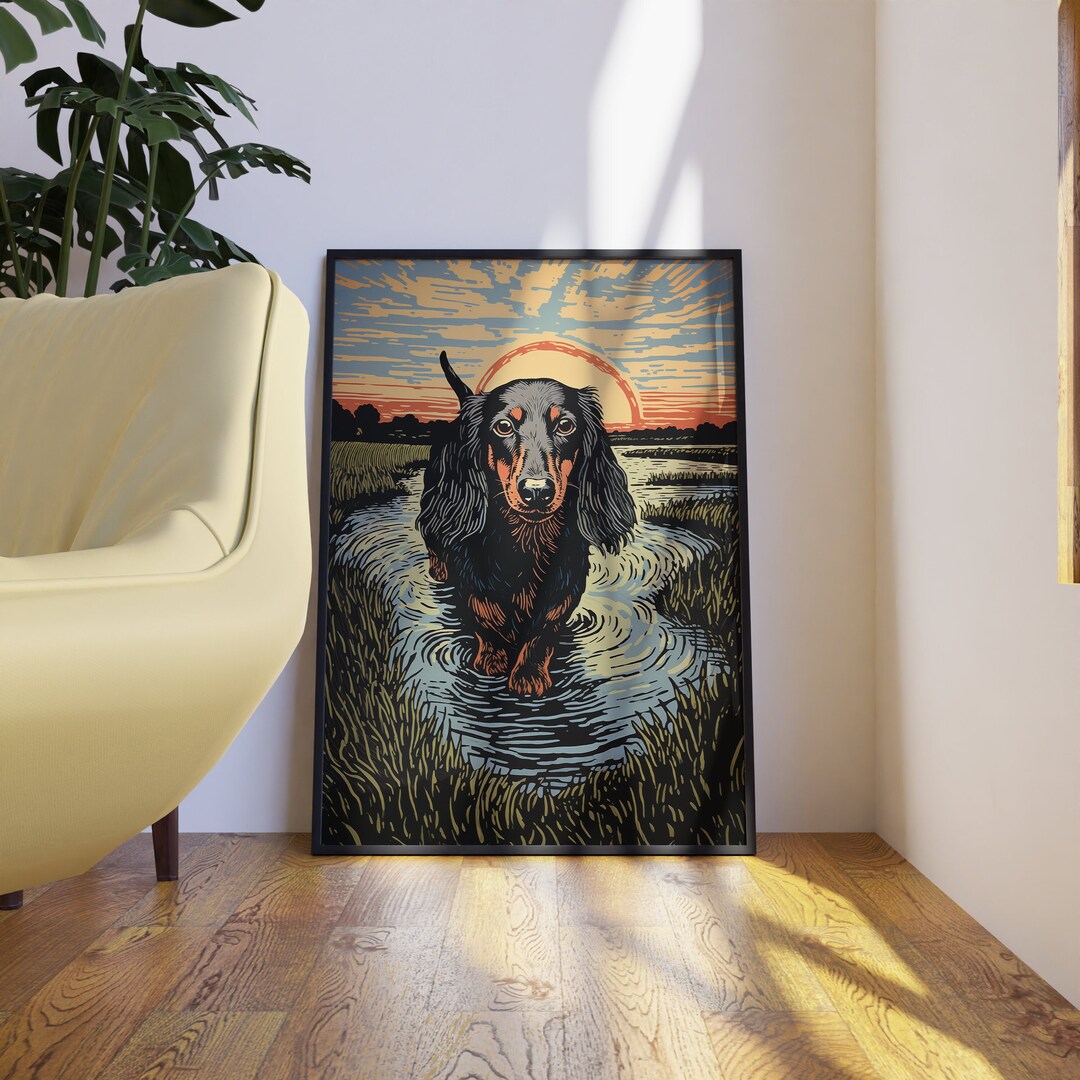 Dachshund Art Print Water Dog Weiner Dog Art Dog Wall Decor Dog Wall ...