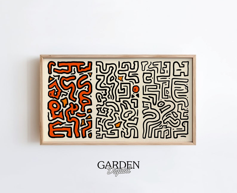 Keith Haring Frame TV Art | Abstract Neutral Color Art | TV Painting ...