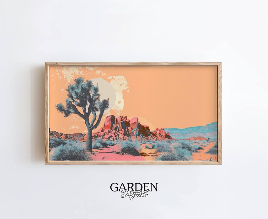 Joshua Tree Retro Desert Frame TV Art | Western Art for TV | Retro ...