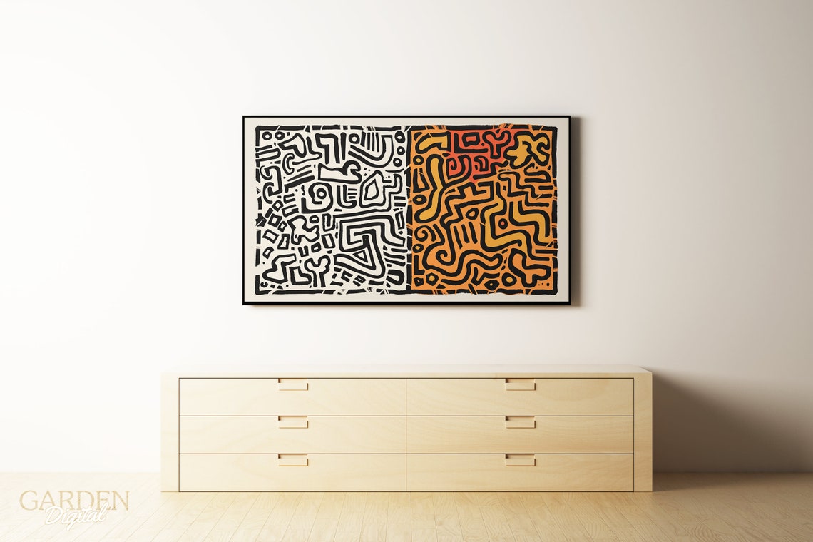 Keith Haring Frame TV Art | Abstract Neutral Color Art | TV Painting ...
