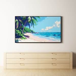 Pixel Art, 8-bit Beach Art | Samsung Frame TV Beach | Summer Art ...