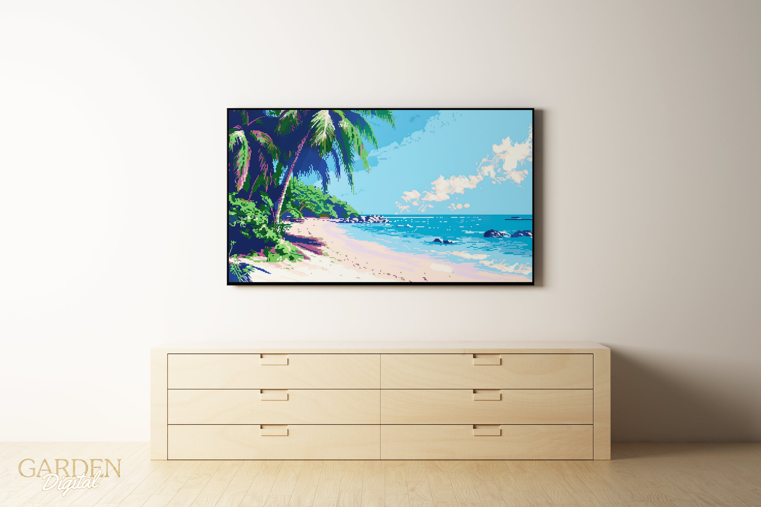 Pixel Art, 8-bit Beach Art | Samsung Frame TV Beach | Summer Art ...