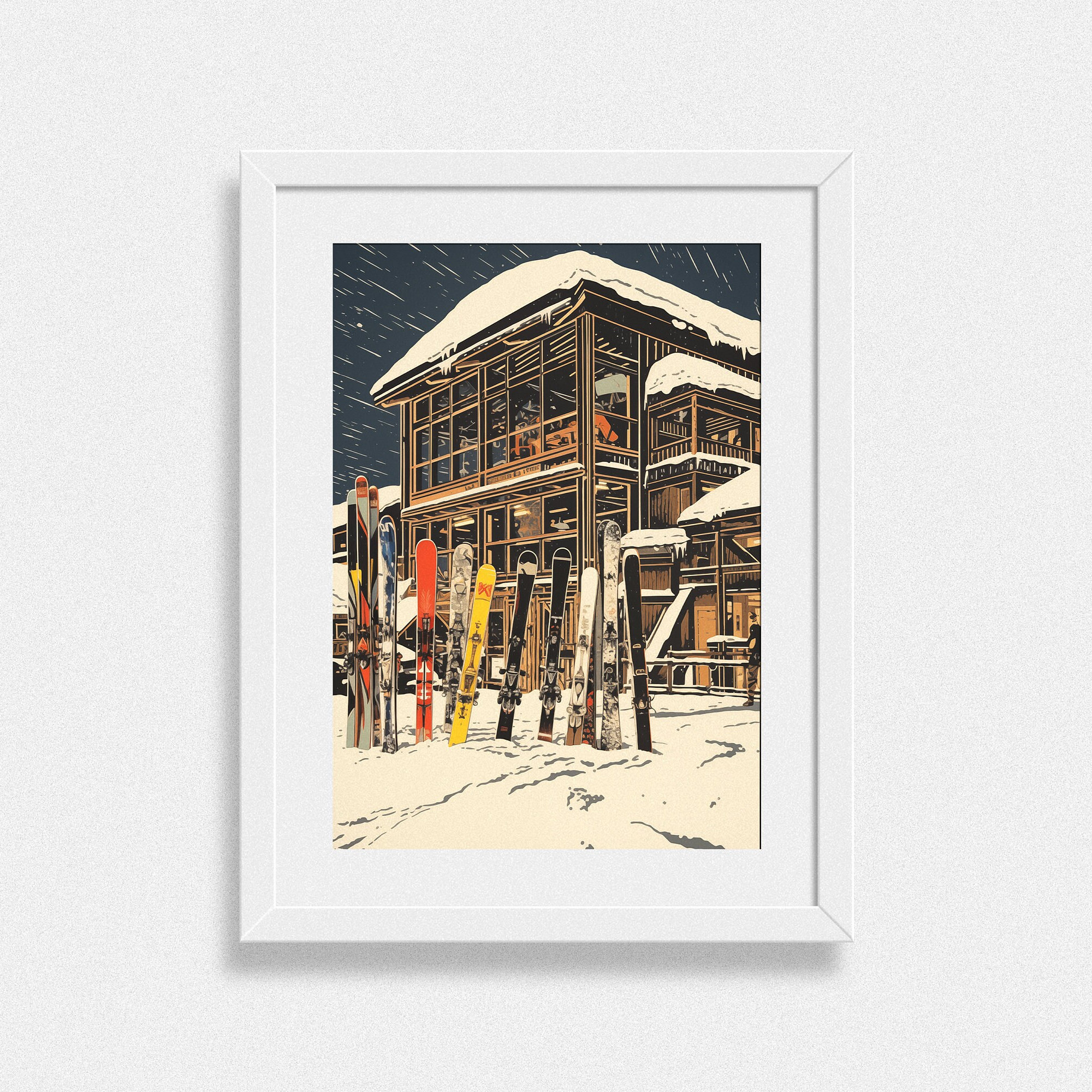 The Lodge | Retro Winter Scene | Cabin Decor | Wall Art, Winter Home ...