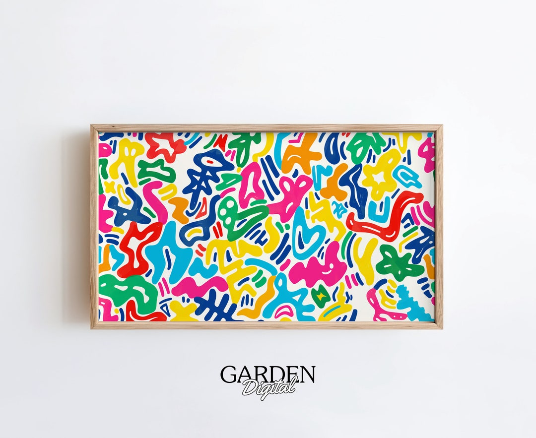 Keith Haring Style Frame TV Art Abstract Colorful Art Digital Painting ...
