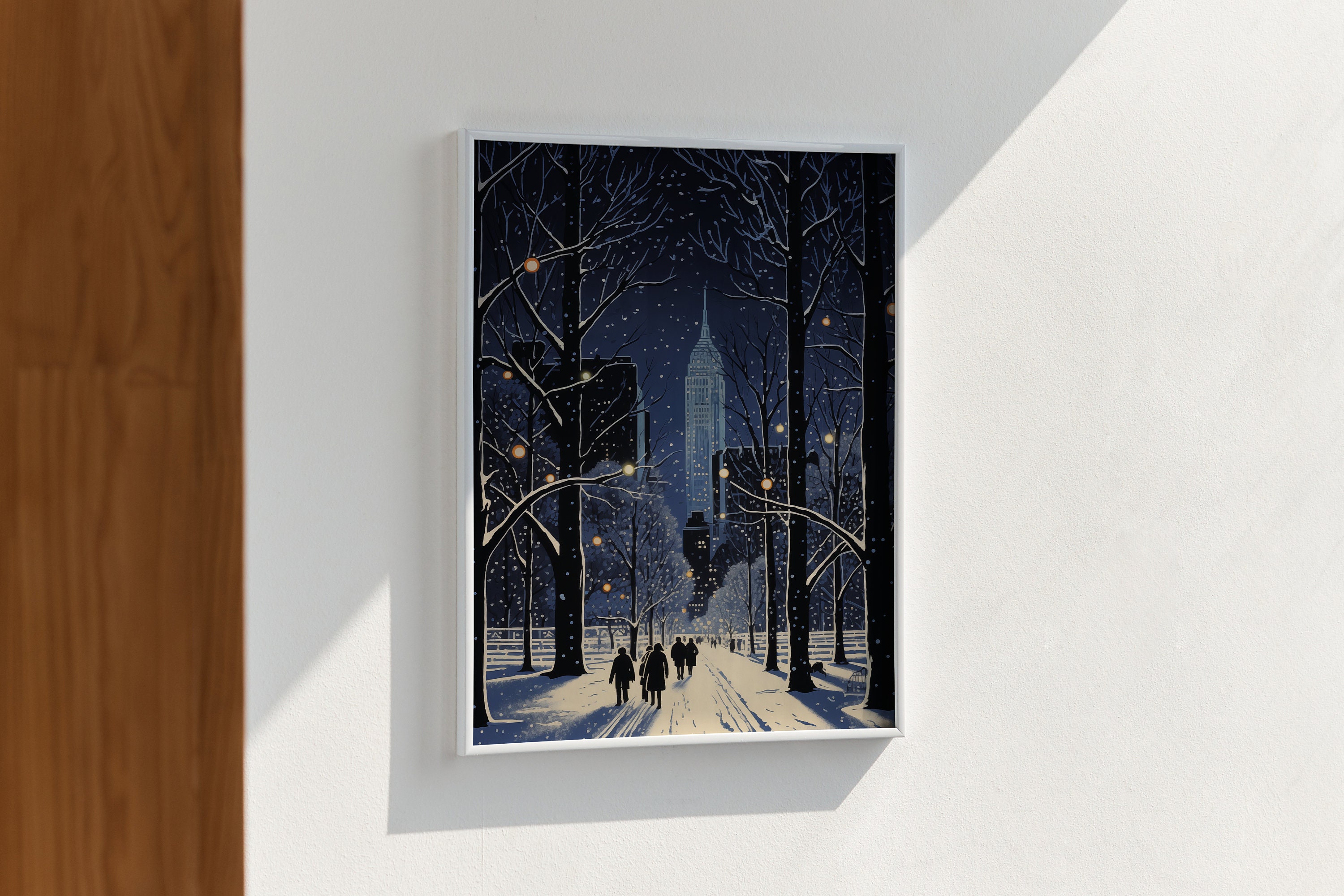 Empire State Snowstorm Poster New York City Print Cabin Decor Wall Art ...