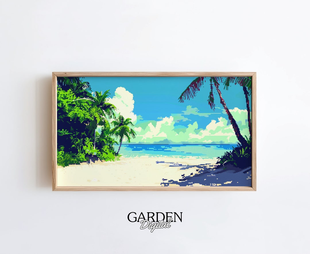 Pixel Art 8-bit Beach Art Samsung Frame TV Beach Summer Art Digital Art ...