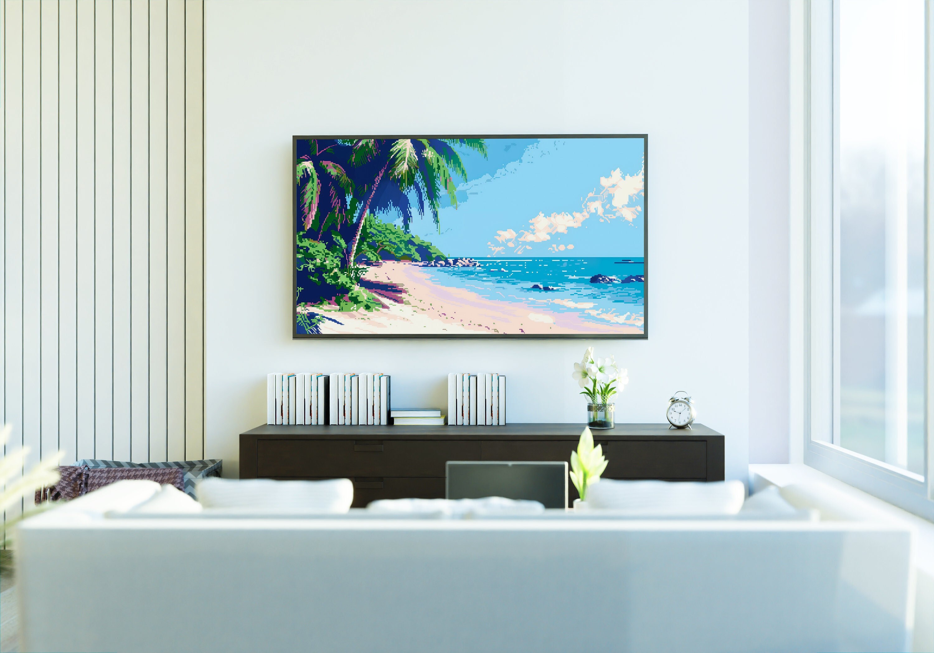 Pixel Art, 8-bit Beach Art | Samsung Frame TV Beach | Summer Art ...