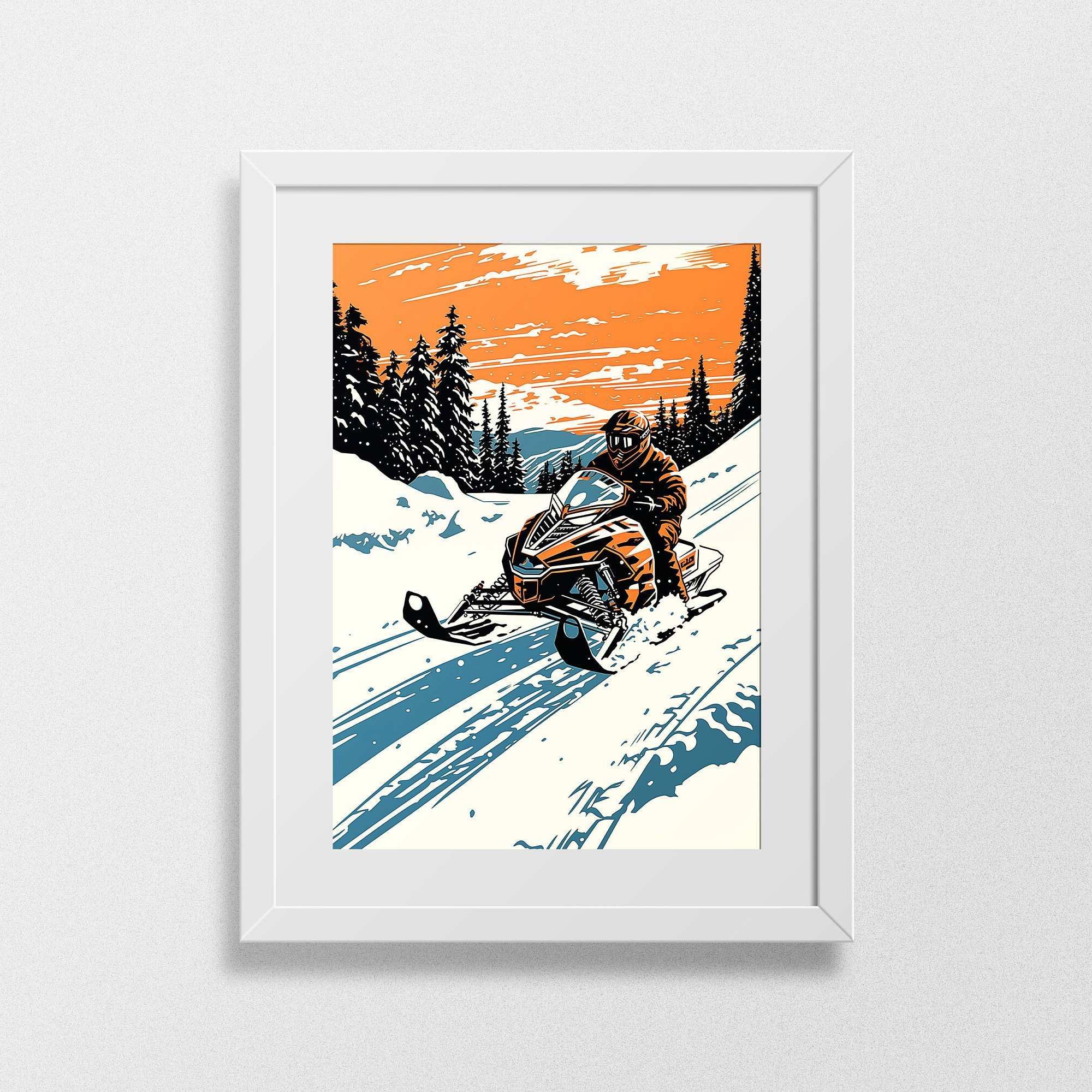 Retro Snowmobile Wall Art Sled Cabin Decor Ski Wall Art, Snowmobile ...