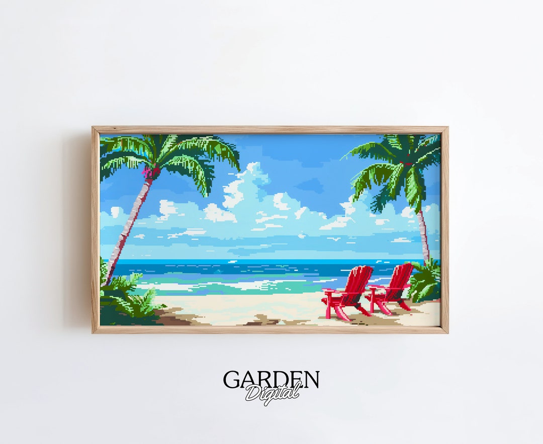 Pixel Art 8-bit Beach Art | Samsung Frame TV Beach | Summer Art ...