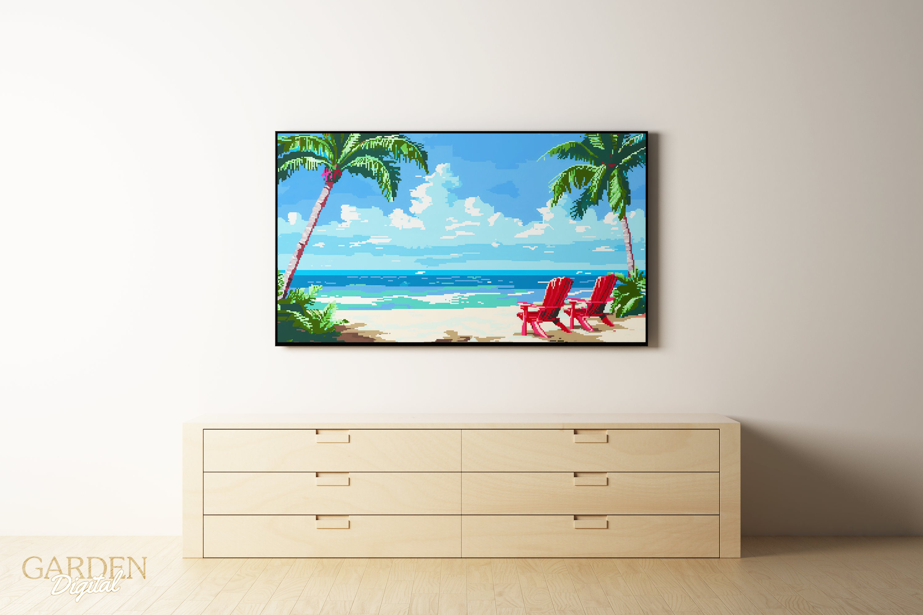 Pixel Art 8-bit Beach Art | Samsung Frame TV Beach | Summer Art ...