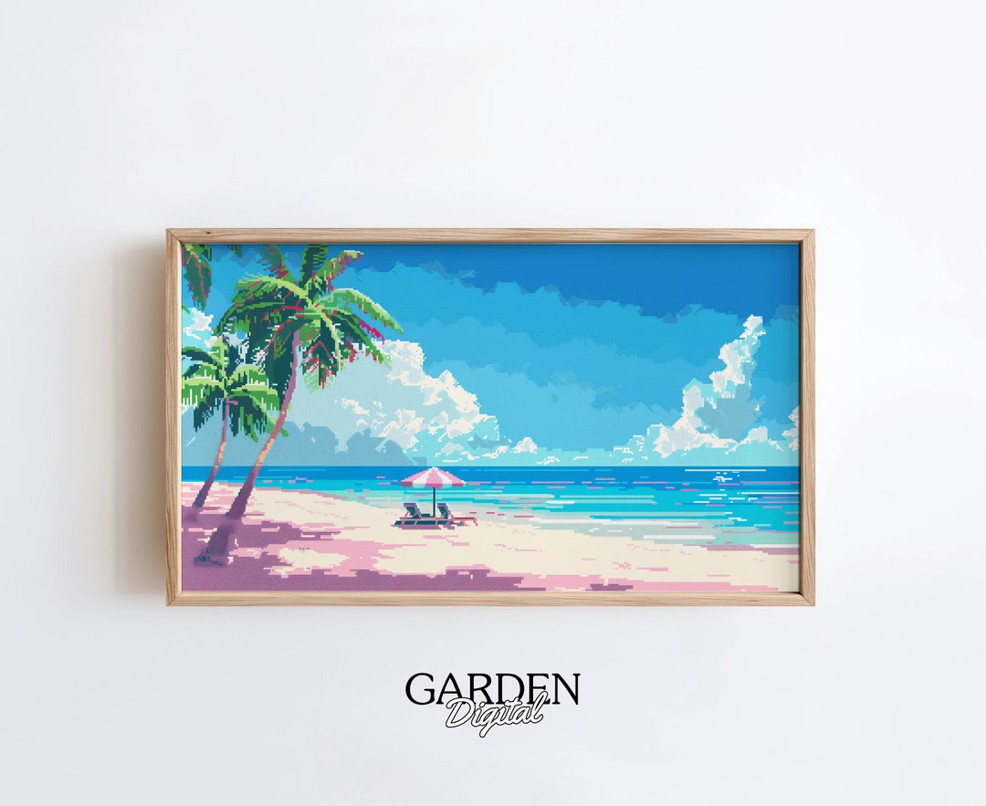 Pixel Art 8-bit Beach Art Samsung Frame TV Beach Summer Art Digital Art ...