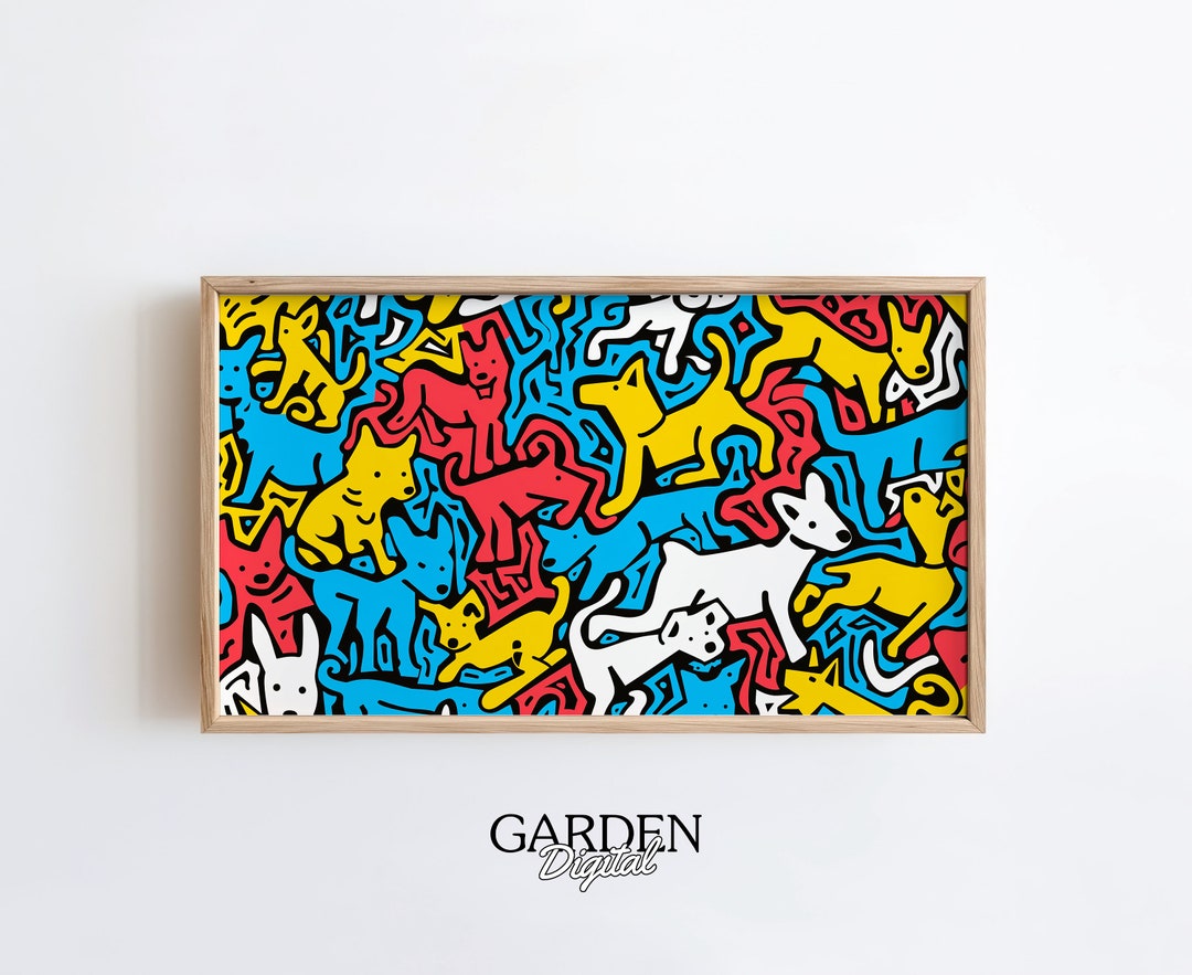 Keith Haring Dog Frame TV Art | Abstract Dog Art | Dog Pattern ...