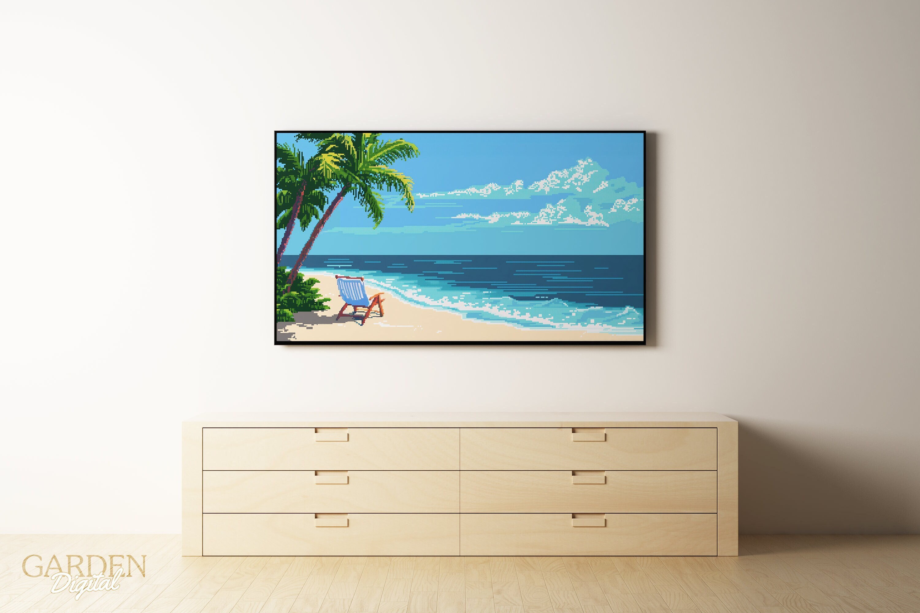 Pixel Art 8 bits sur la plage | Samsung Frame TV Beach | Art d'été ...