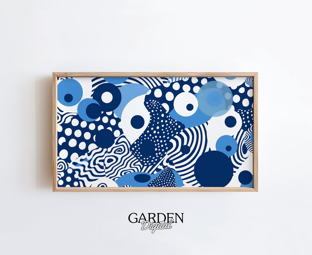 Frame TV Art Blue Abstract Art Cute Design Oil Painting Digital Art for TV Frame TV Art Home ...