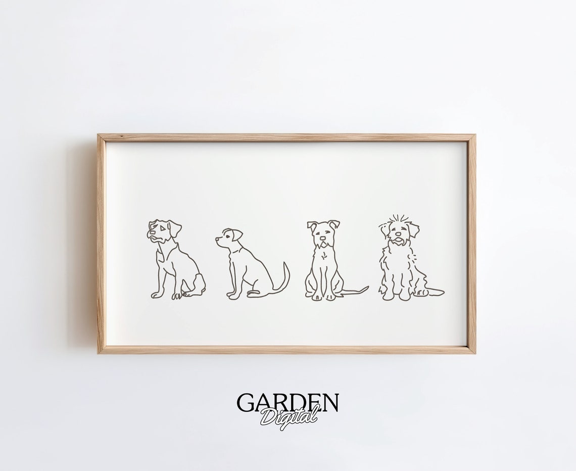 Dog Line Art | Dog Art | Dog Sketch Wall Art | Digital Art for TV ...