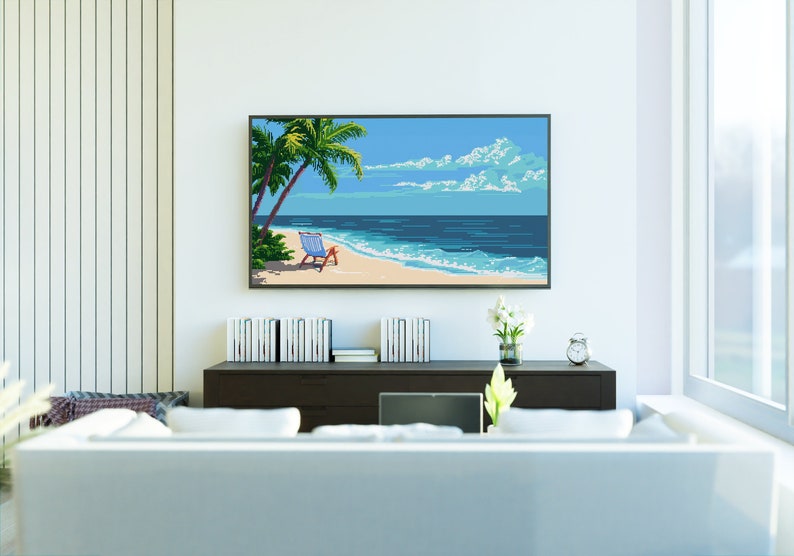 Pixel Art 8 bits sur la plage | Samsung Frame TV Beach | Art d'été ...