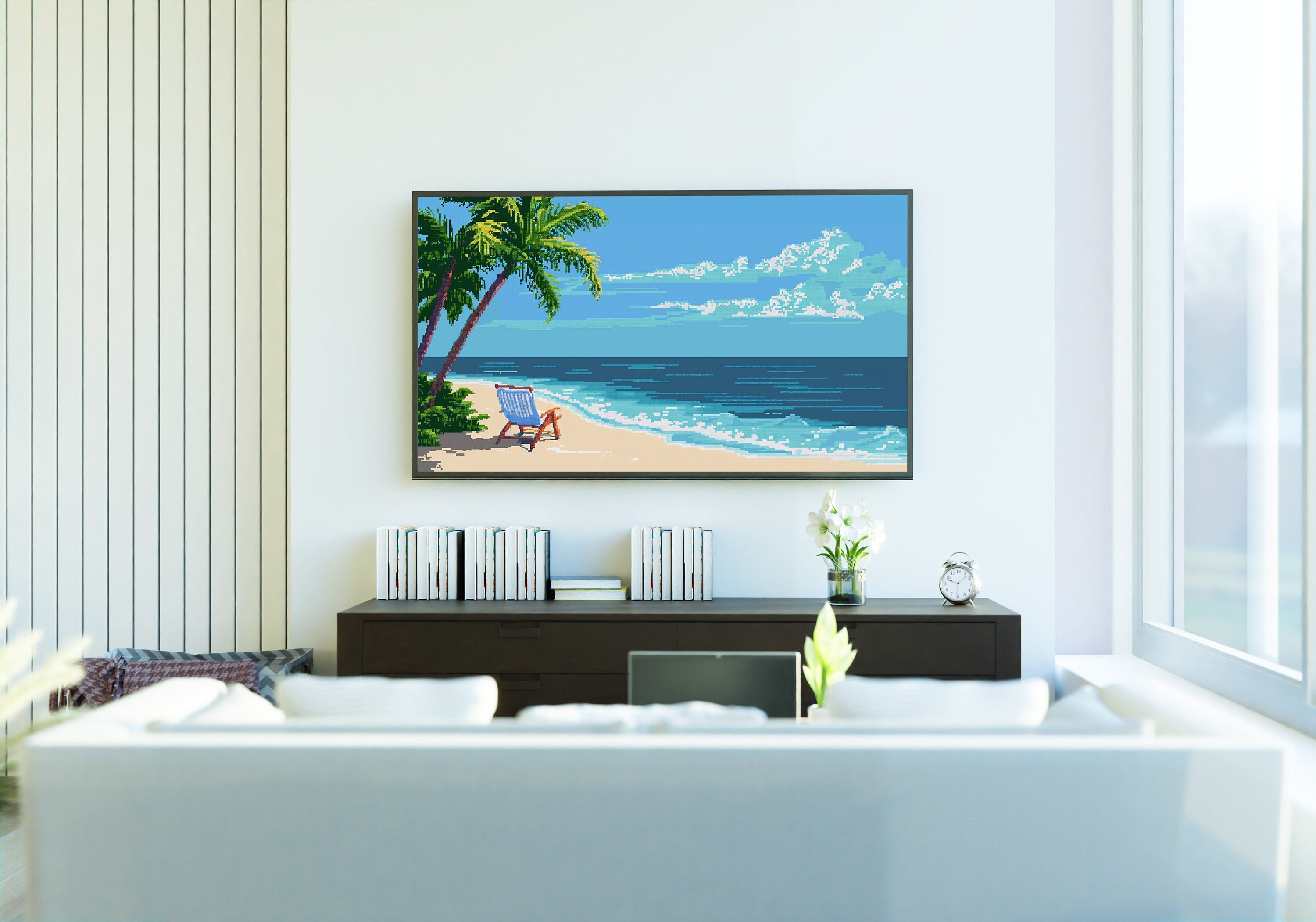 Pixel Art 8-bit Beach Art | Samsung Frame TV Beach | Summer Art ...