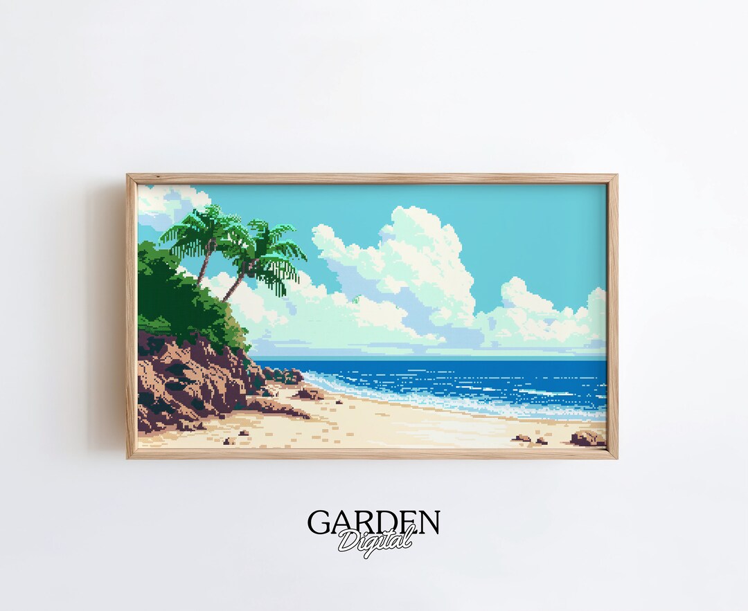 Pixel Art 8-bit Beach Art | Samsung Frame TV Beach | Summer Art ...