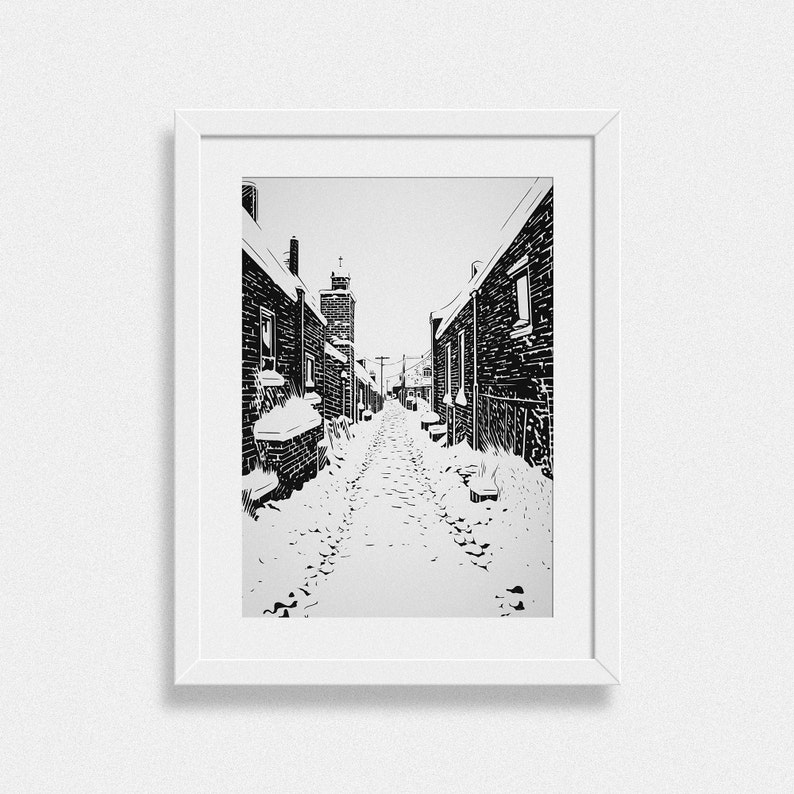 Alley Storm Aesthetic Poster New York City Print Cabin Decor Wall Art Urban Winter Home Decor