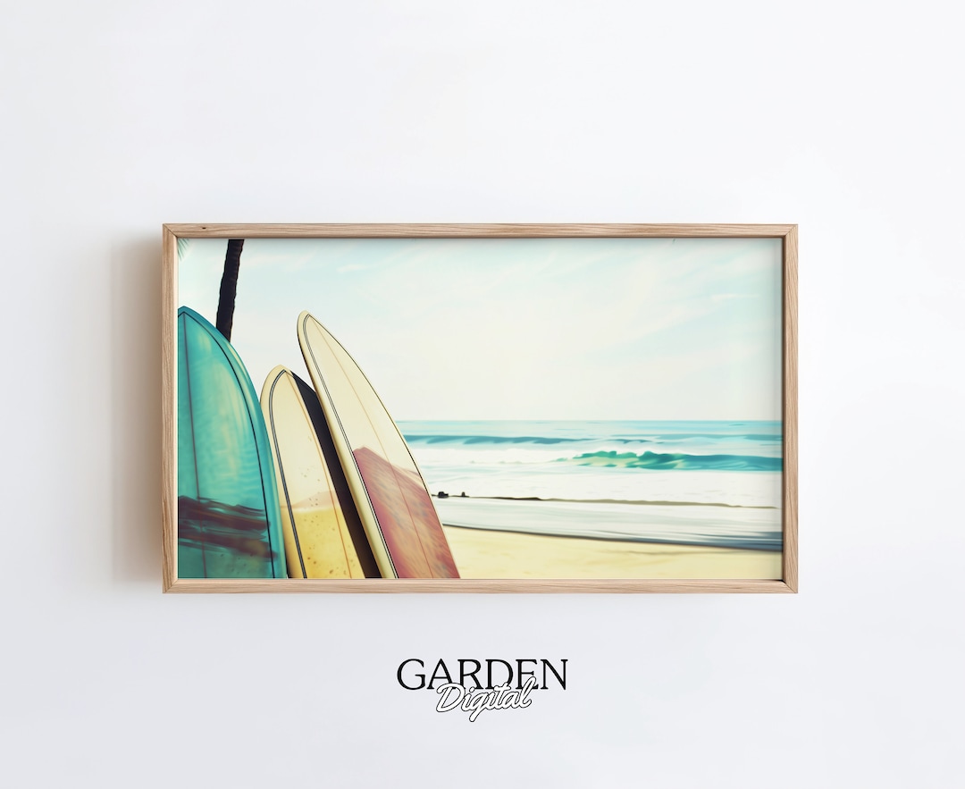 Surfboard Digital Wall Art | Beach Painting | Beach Wall Art | Digital ...