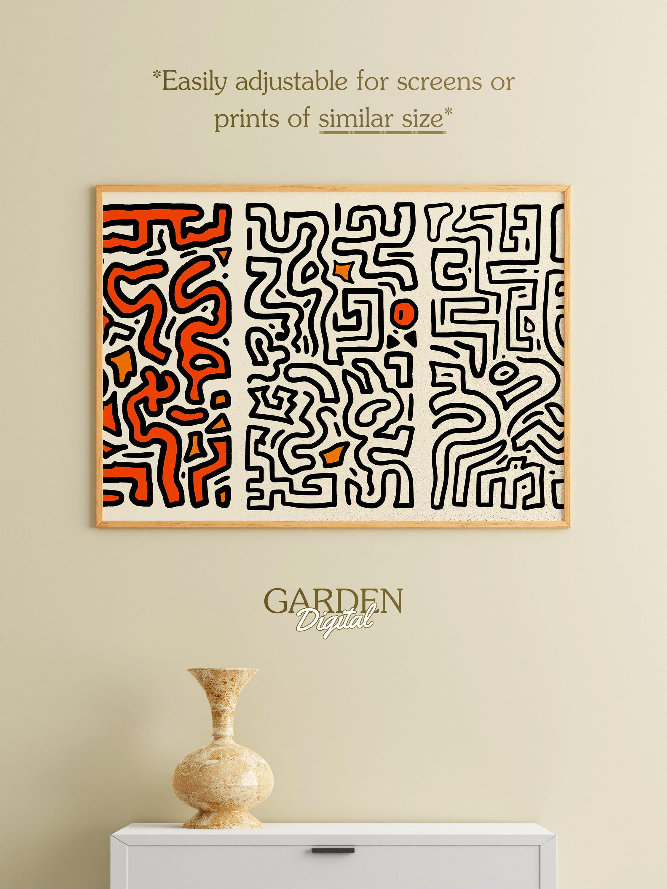 Keith Haring Frame TV Art | Abstract Neutral Color Art | TV Painting ...