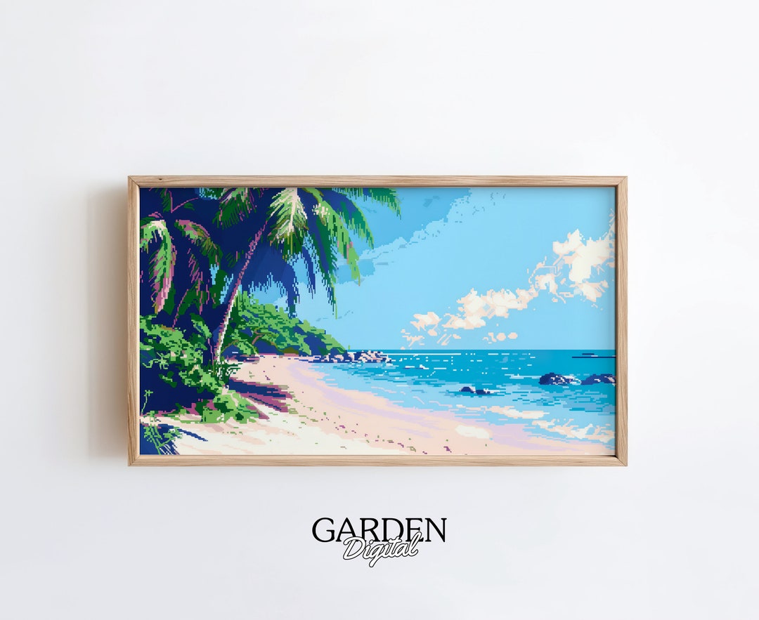 Pixel Art, 8-bit Beach Art | Samsung Frame TV Beach | Summer Art ...