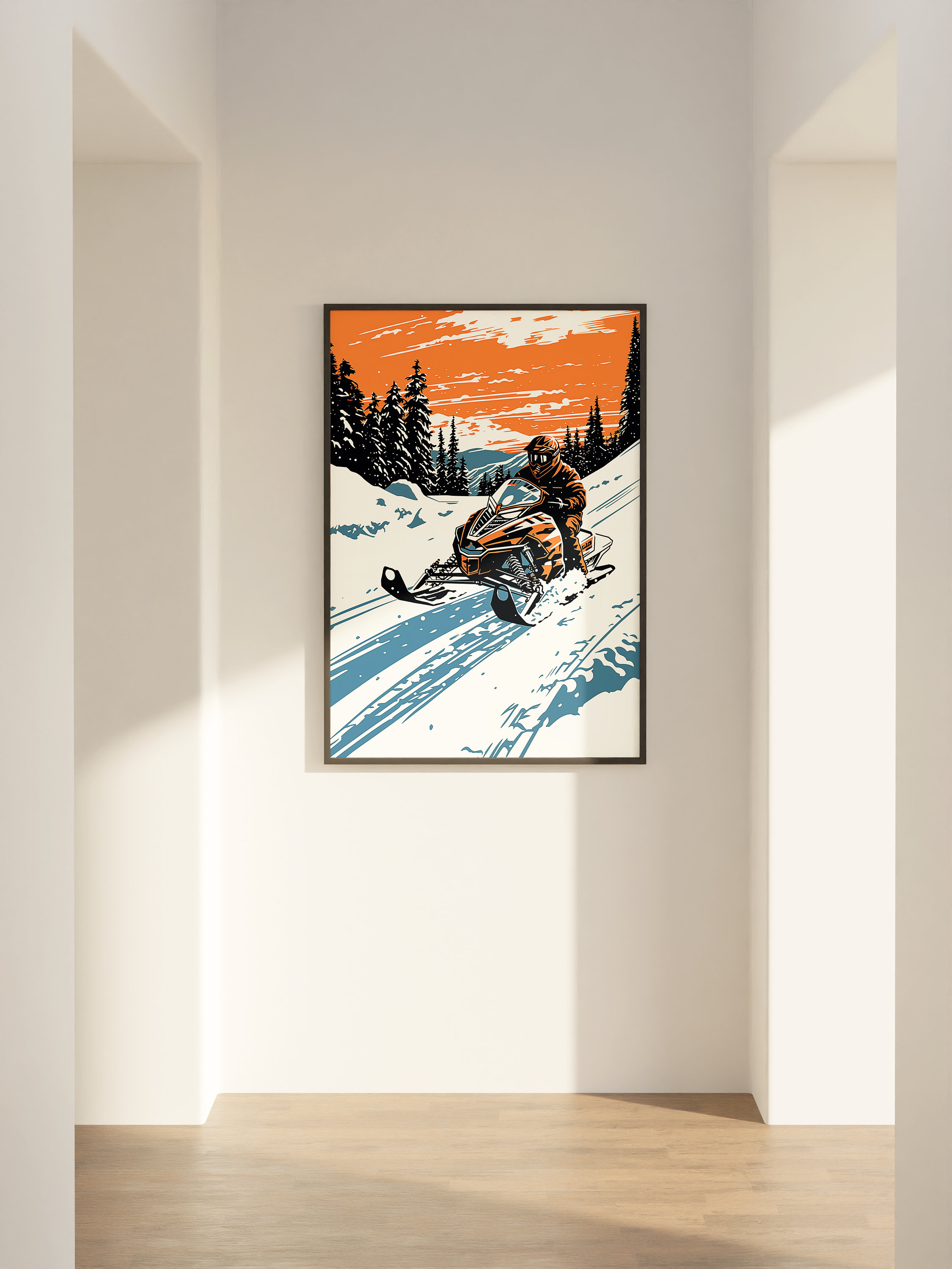 Retro Snowmobile Wall Art Sled Cabin Decor Ski Wall Art, Snowmobile ...