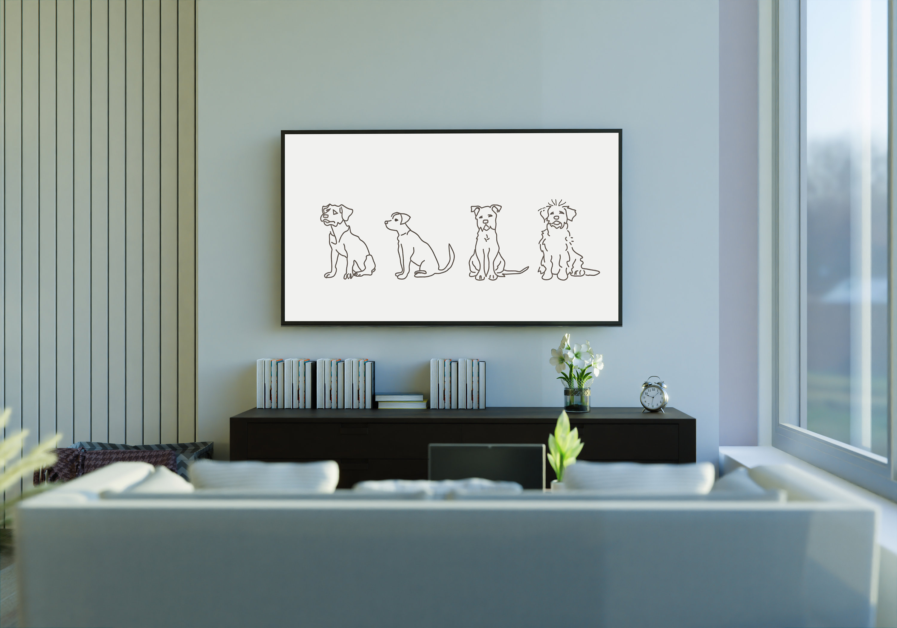Dog Line Art | Dog Art | Dog Sketch Wall Art | Digital Art for TV ...