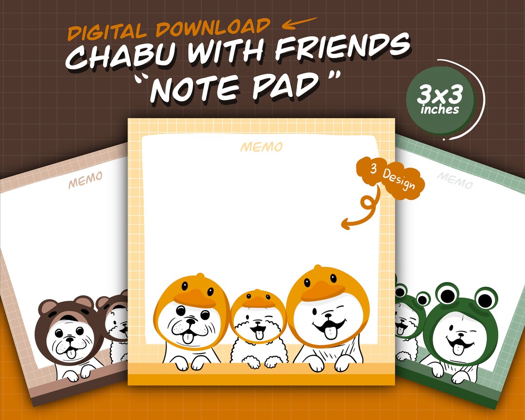 Cute Dog Memo Pad, Digital L Printable Note Pad, Cute Memo Pad, Cute ...